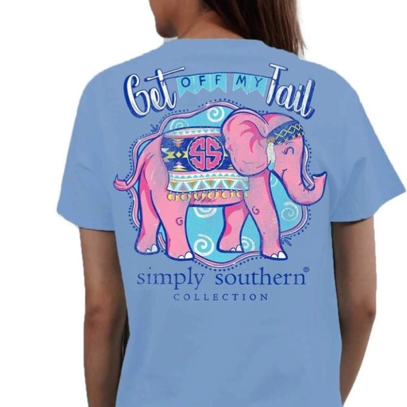 Simply Southern | Tops | Nwt Simply Southern Light Blue Elephant Tee ...